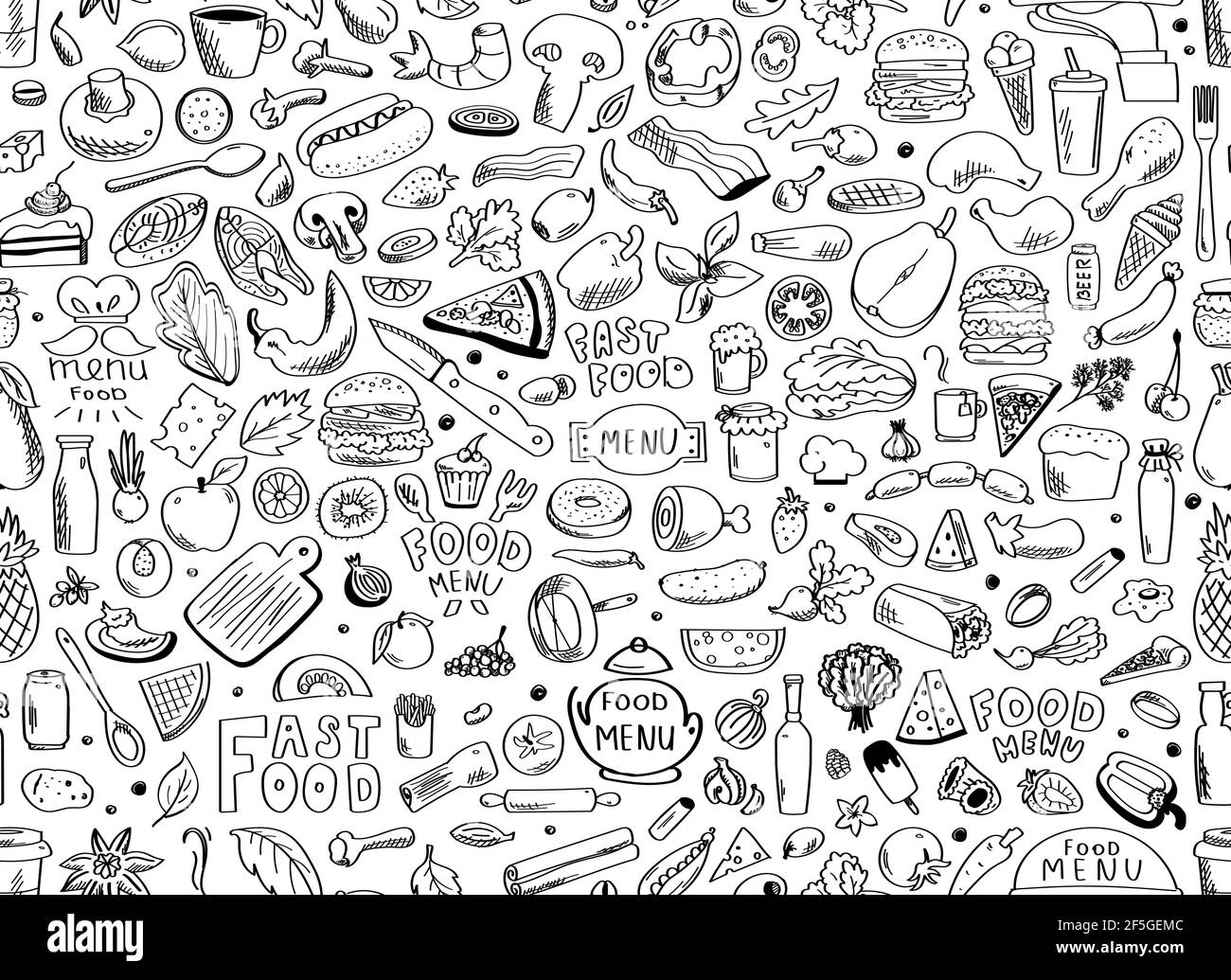 Food, seamless pattern. Vector illustration isolated on white ...