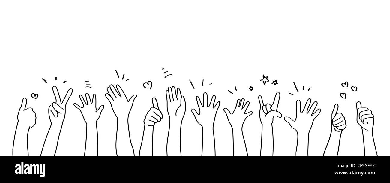 Applause hand drawn white background. Vector illustration Stock Vector ...