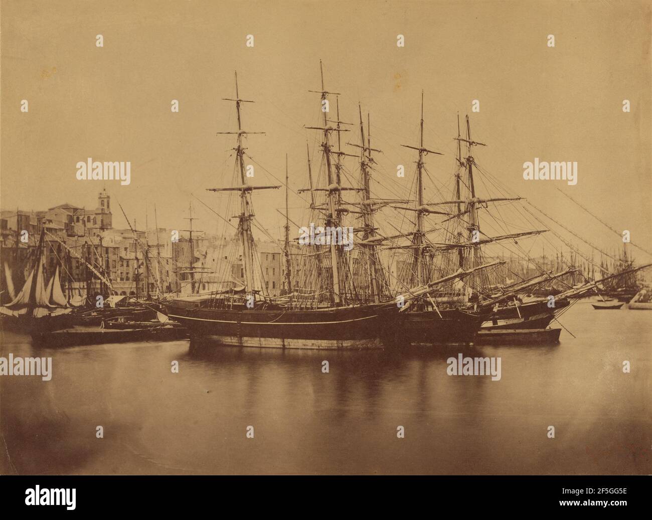 Ships in the Harbor at Sete. Gustave Le Gray (French, 1820 - 1884 Stock ...