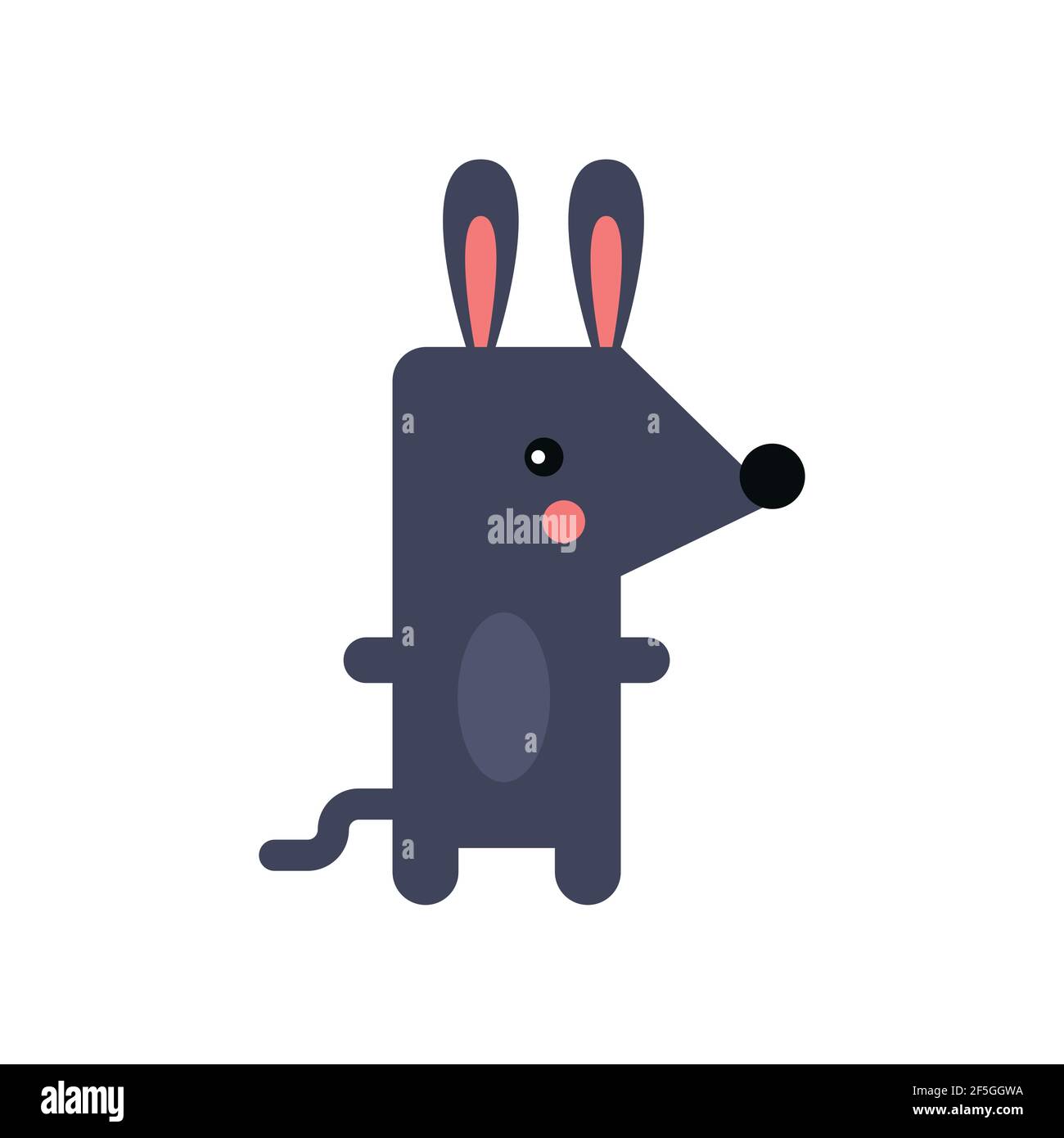 Mouse cute doodle hand drawn flat vector illustration. Icon. Simple ...