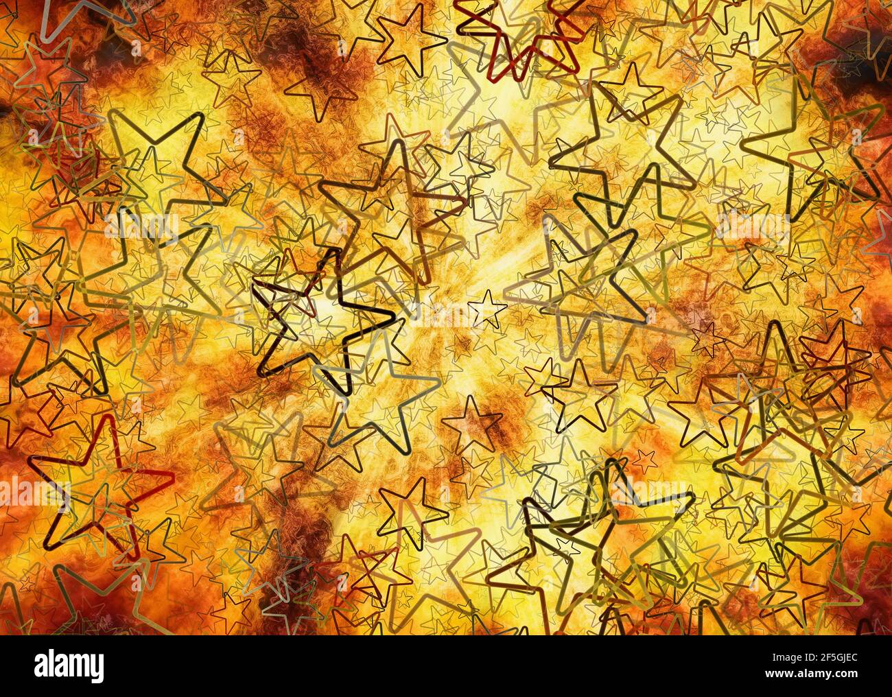 many bright painted stars on fire backgrounds Stock Photo - Alamy