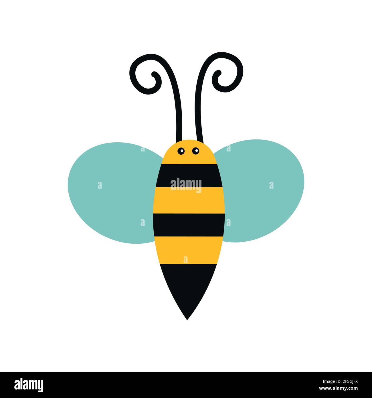 Bee cute doodle hand drawn flat vector illustration. Icon. Simple style ...