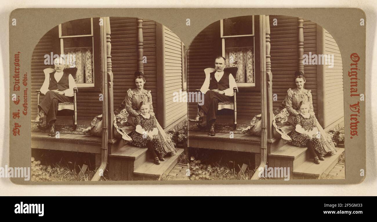 Family posed on front porch of house. H.E. Dickerson (American, active ...