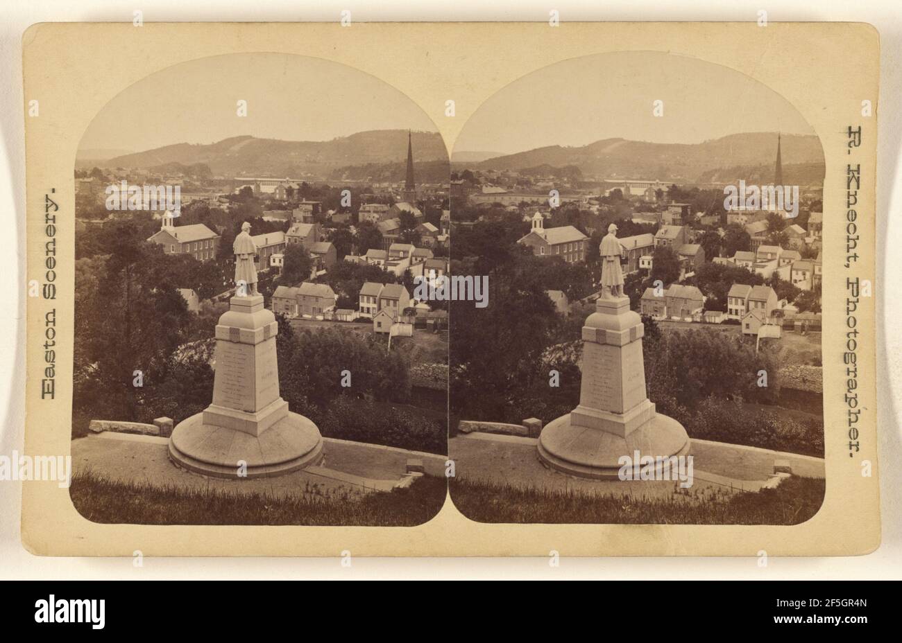 Soldiers' Monument & Delaware River. J.R. Knecht (American, active ...