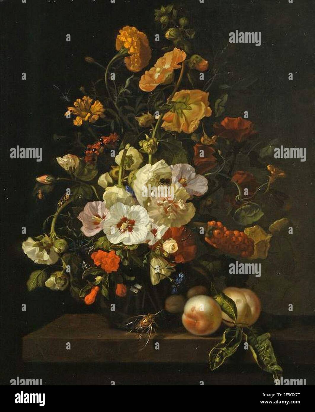 Rachel Ruysch - Flowers in a vase - 1701 - PD.85-1973 Stock Photo - Alamy