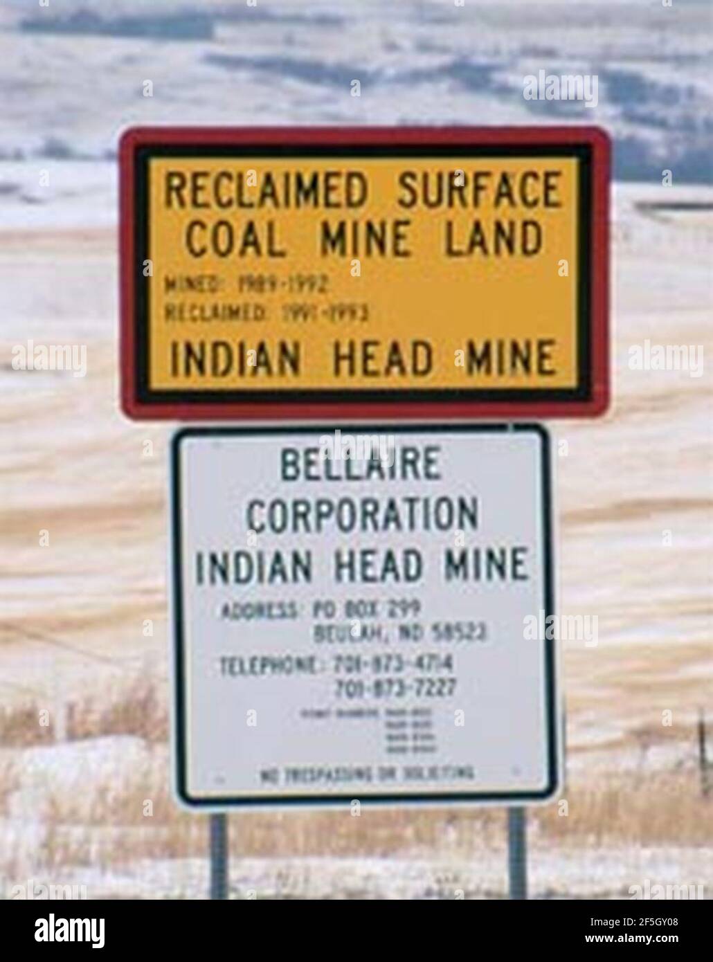 Reclaimed mine sign Stock Photo - Alamy