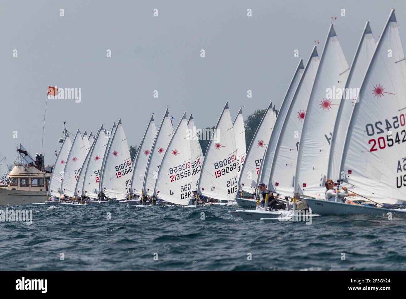 Starting Line at the ILCA Laser Radial Youth World Championships 2019 Stock Photo - Alamy