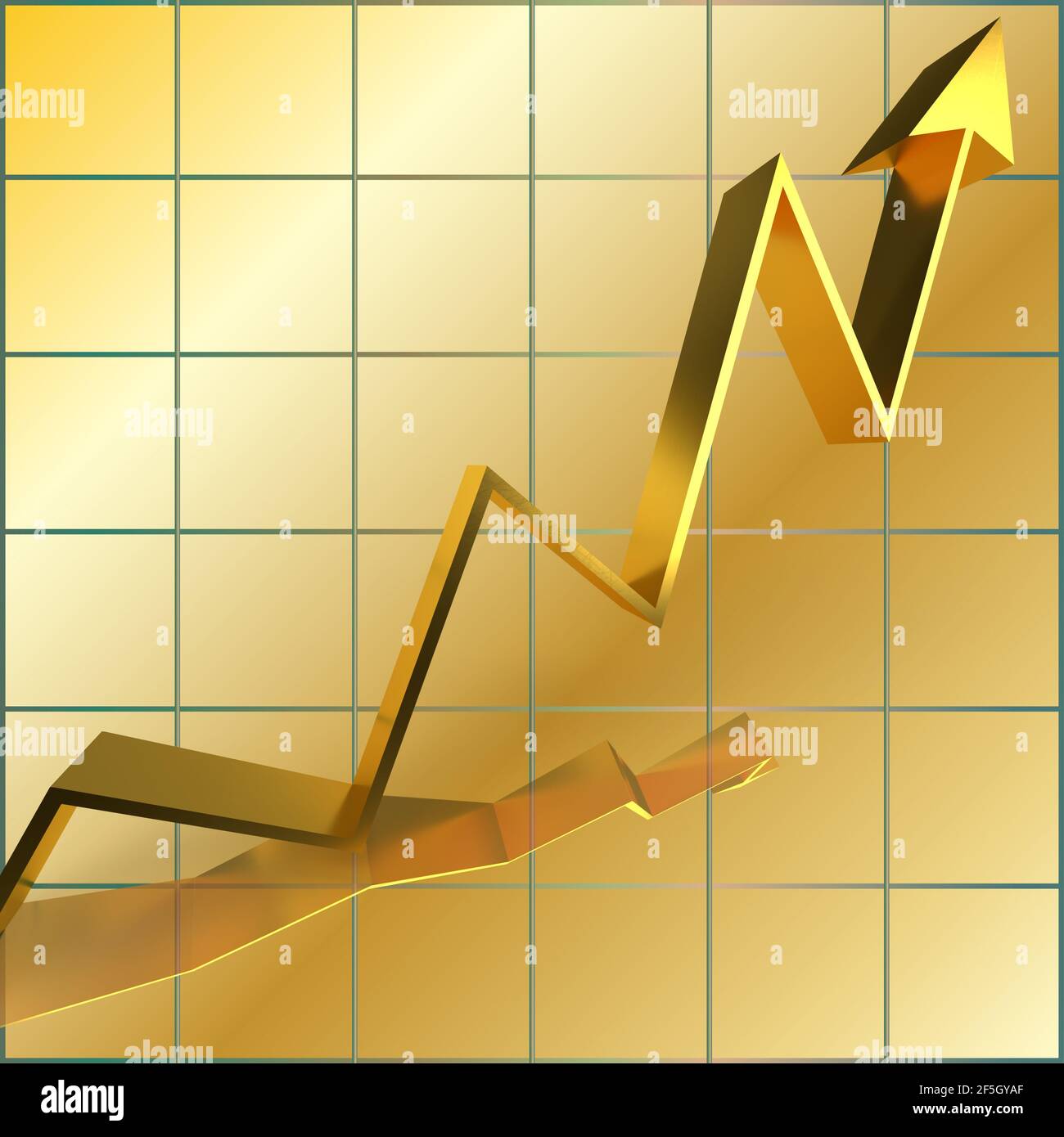An abstract 3d golden upward trend line arrow background image Stock ...