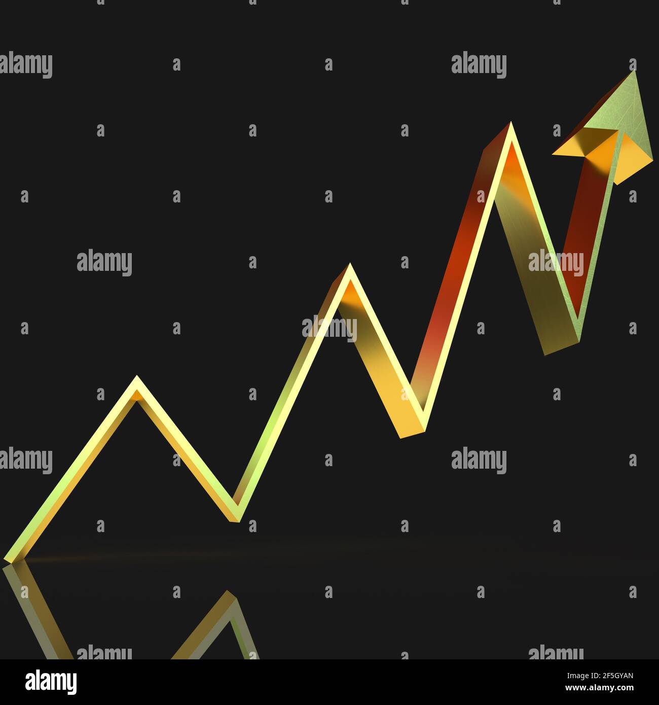 An abstract 3d golden upward trend line arrow background image Stock ...