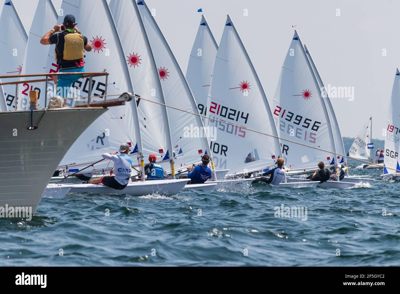 Starting line at the ILCA Laser Radial Youth World Championships 2019 ...