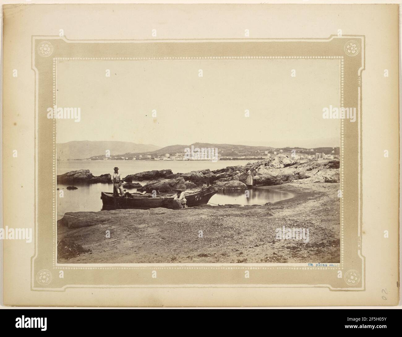 Cannes Landscape: Boat with Three Figures. Charles Nègre (French, 1820 ...