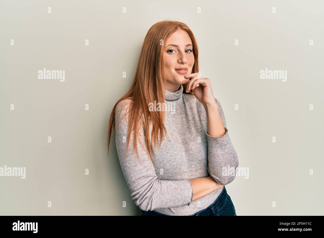 Young irish woman wearing casual clothes smiling looking confident at ...