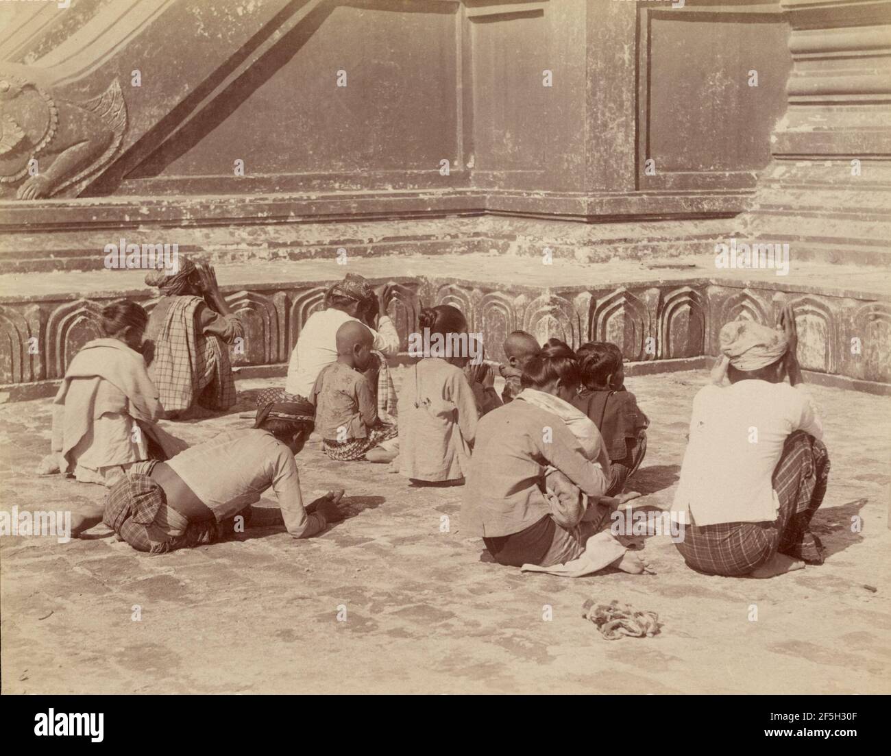 Burmans at their Devotion in the Pagoda. Felice Beato (English, born ...