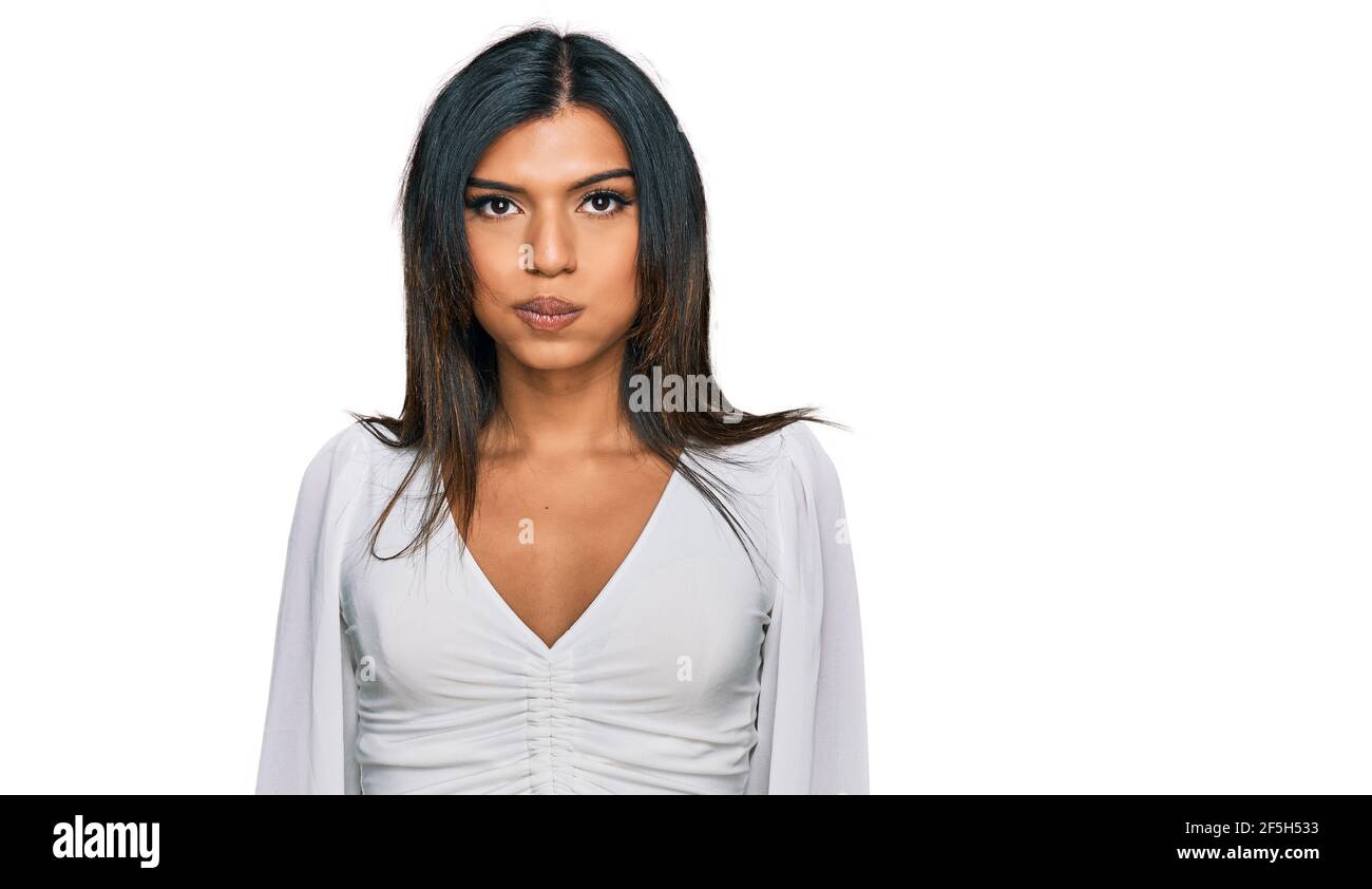 Young latin transsexual transgender woman wearing casual clothes ...