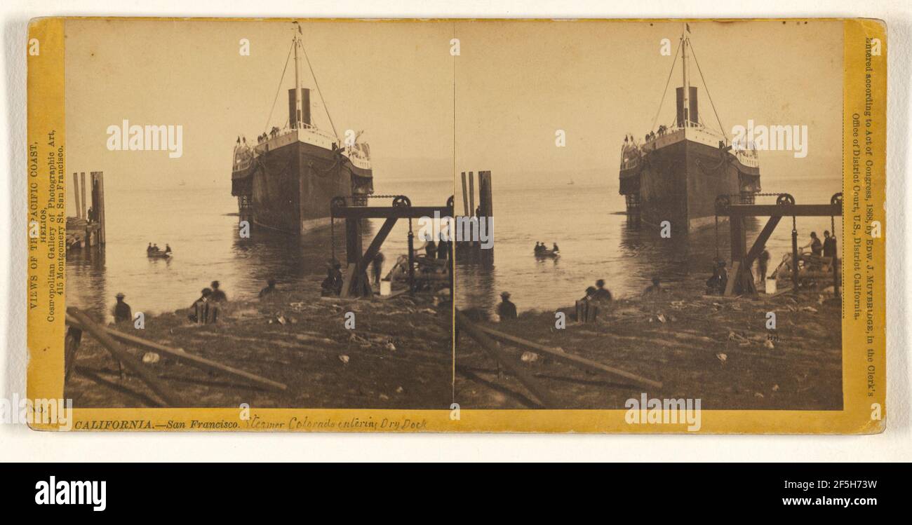 California. - San Francisco. Steamer Colorado entering Dry Dock ...