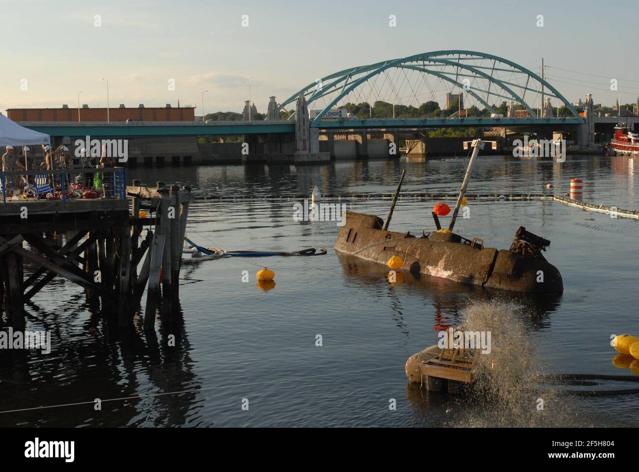 Raising the sunken former Soviet submarine Juliett 484 080625 Stock ...