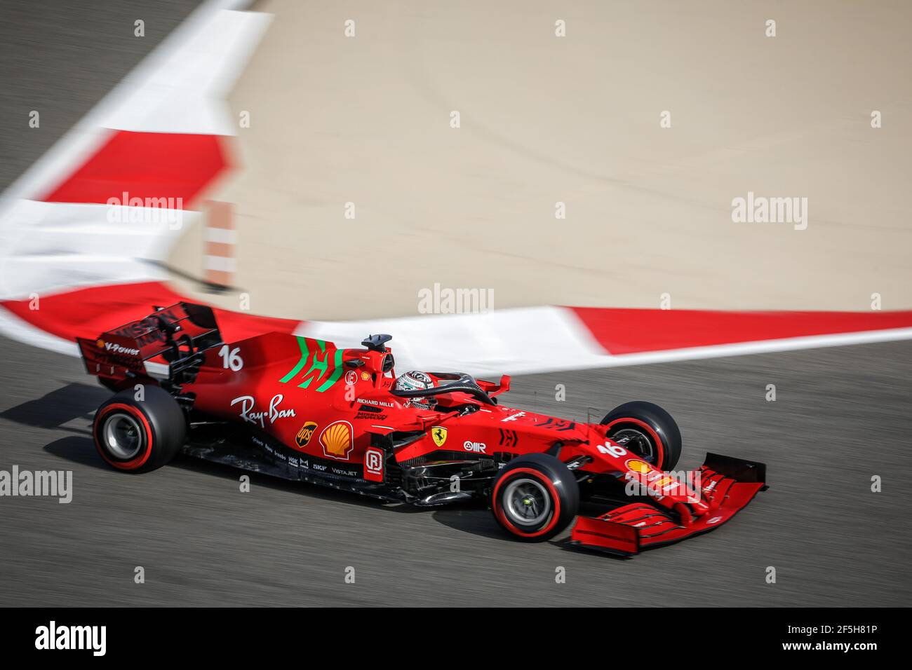 16 LECLERC Charles (mco), Scuderia Ferrari SF21, action during Formula 1 Gulf Air Bahrain Grand ...