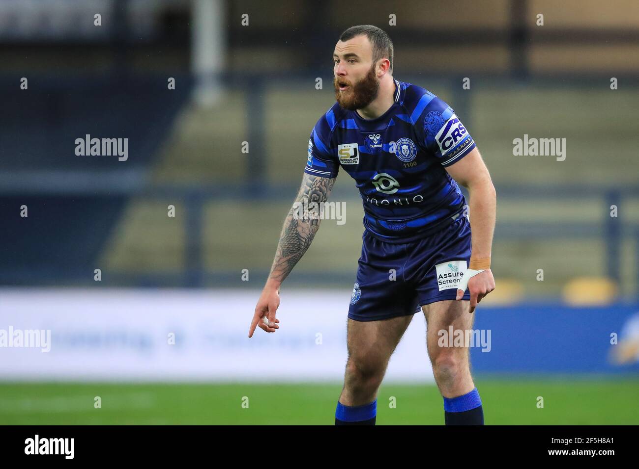 Jake Bibby (22) of Wigan Warriors in, on 3/26/2021. (Photo by Mark ...