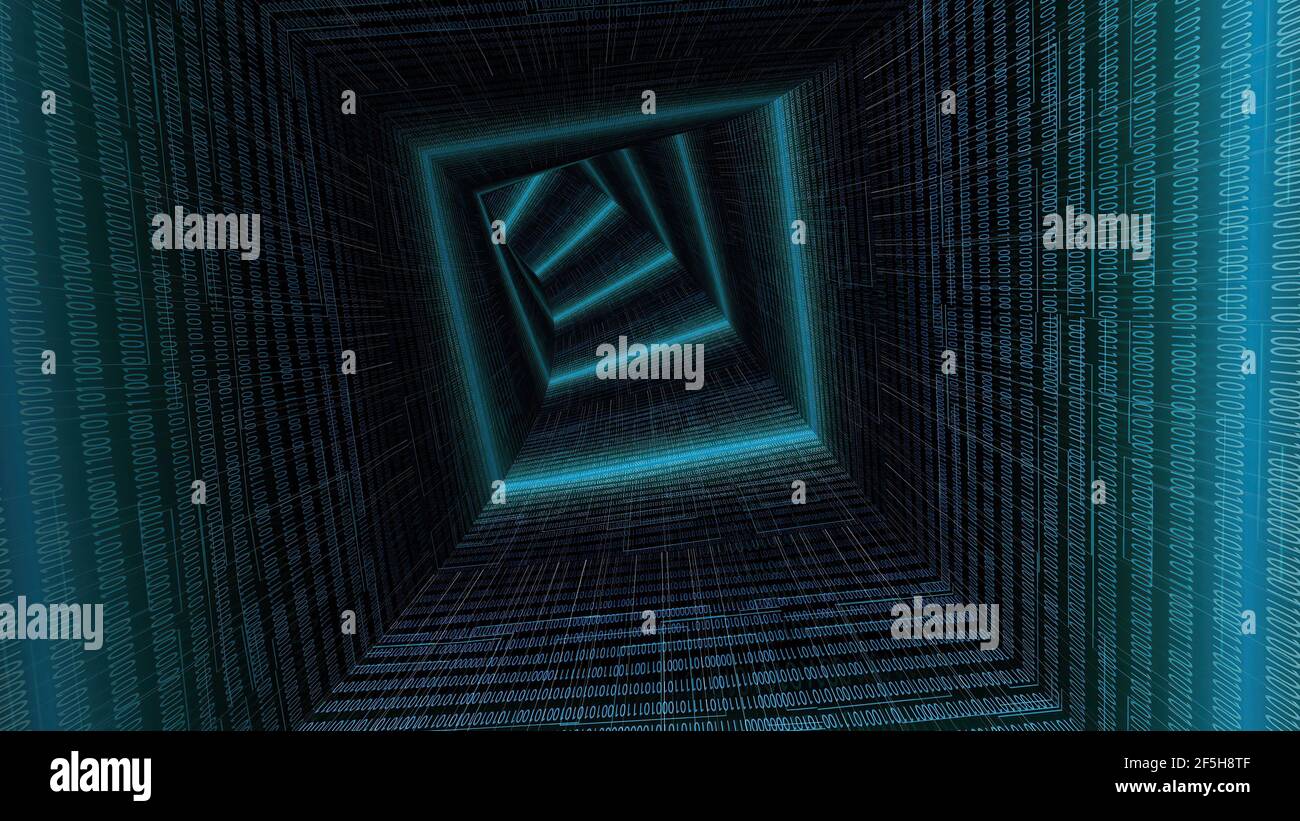 Driving through binary data tunnel Stock Photo - Alamy
