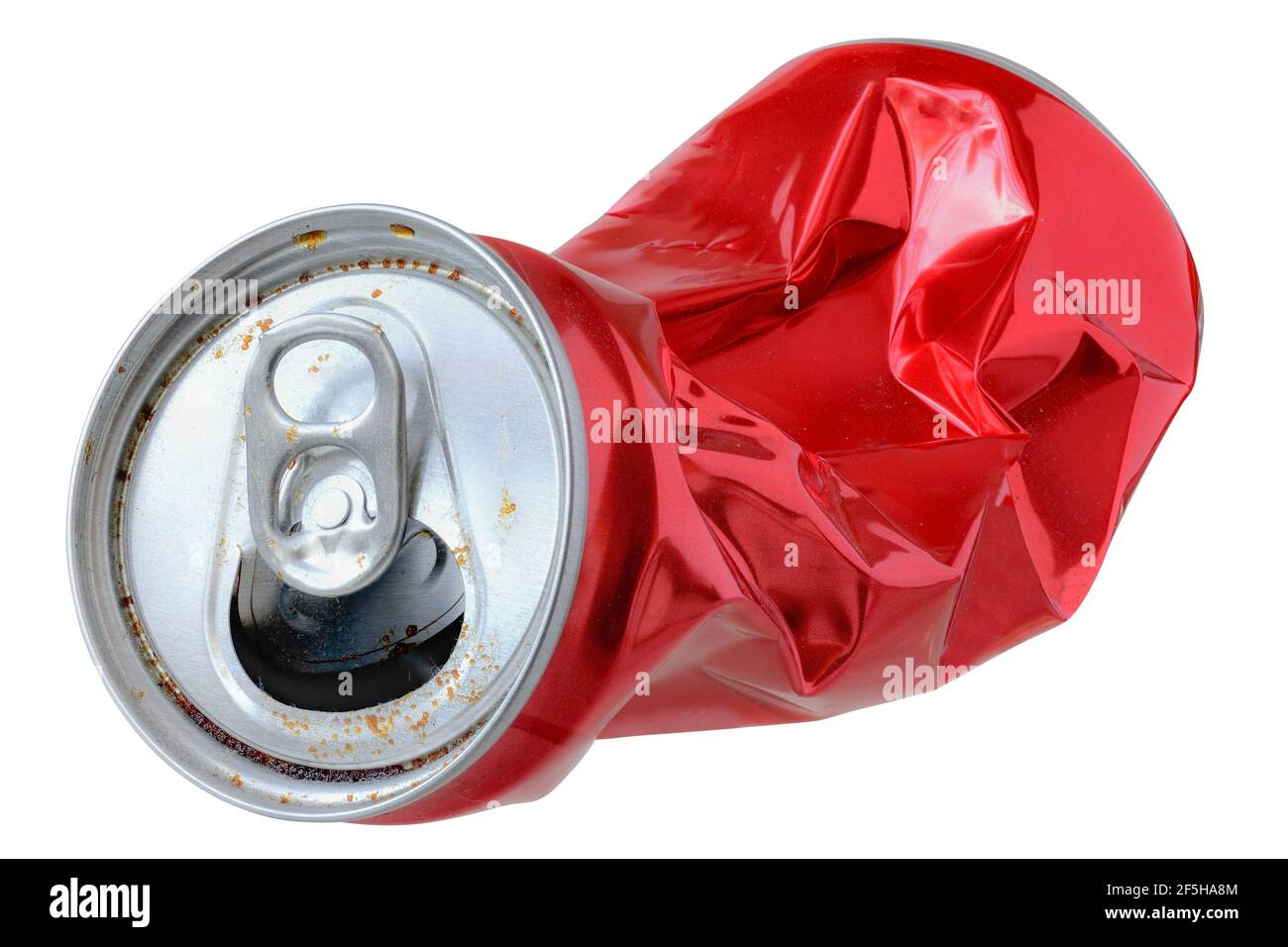 Crumpled can on white background Stock Photo - Alamy