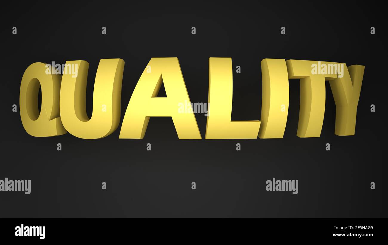 QUALITY yellow write on black background - 3D rendering illustration ...