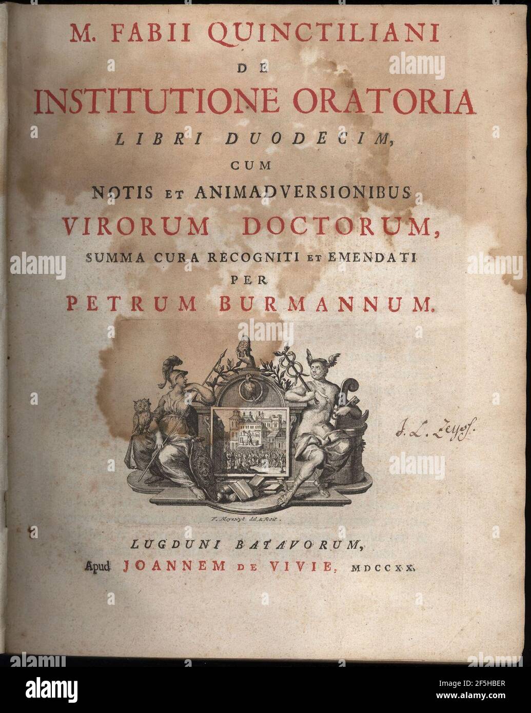 Quintilian, Institutio oratoria ed. Burman (Leiden 1720), title page ...