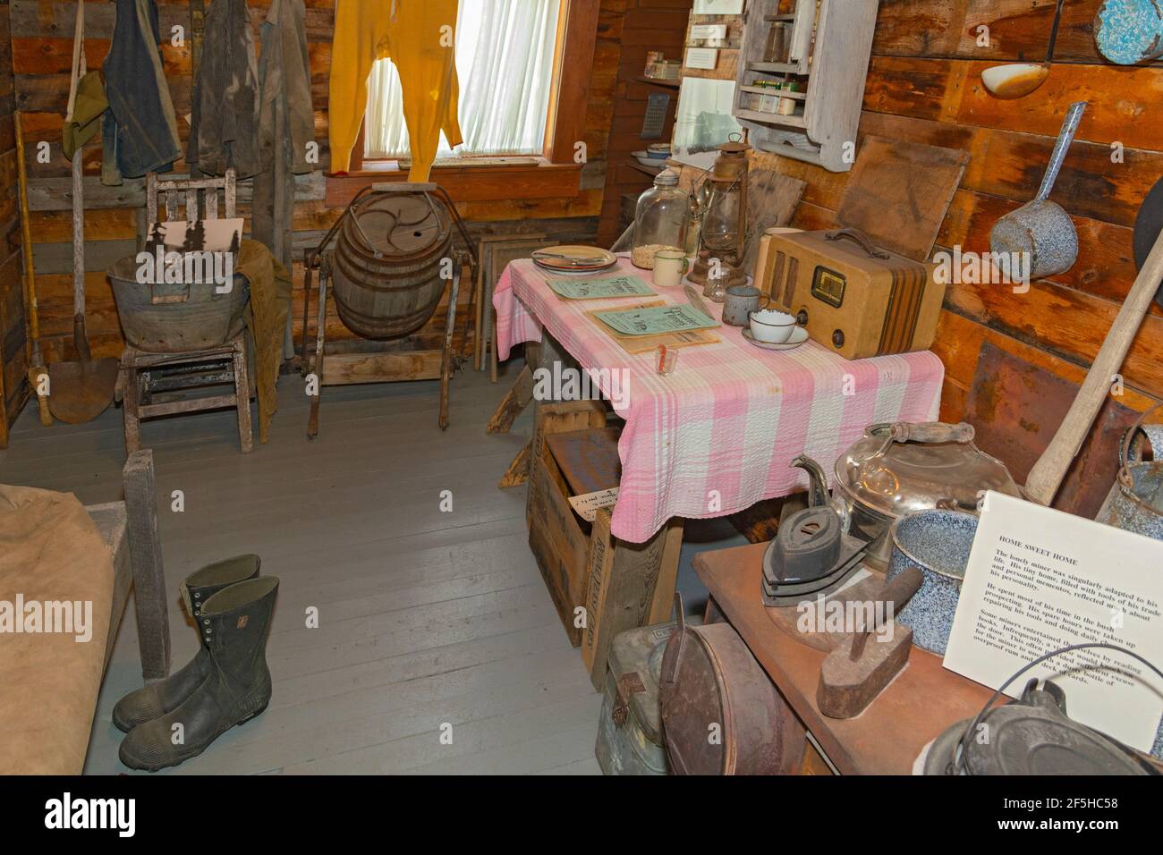 Canada, Yukon, Keno City Mining Museum, miner's cabin exhibit, built ...