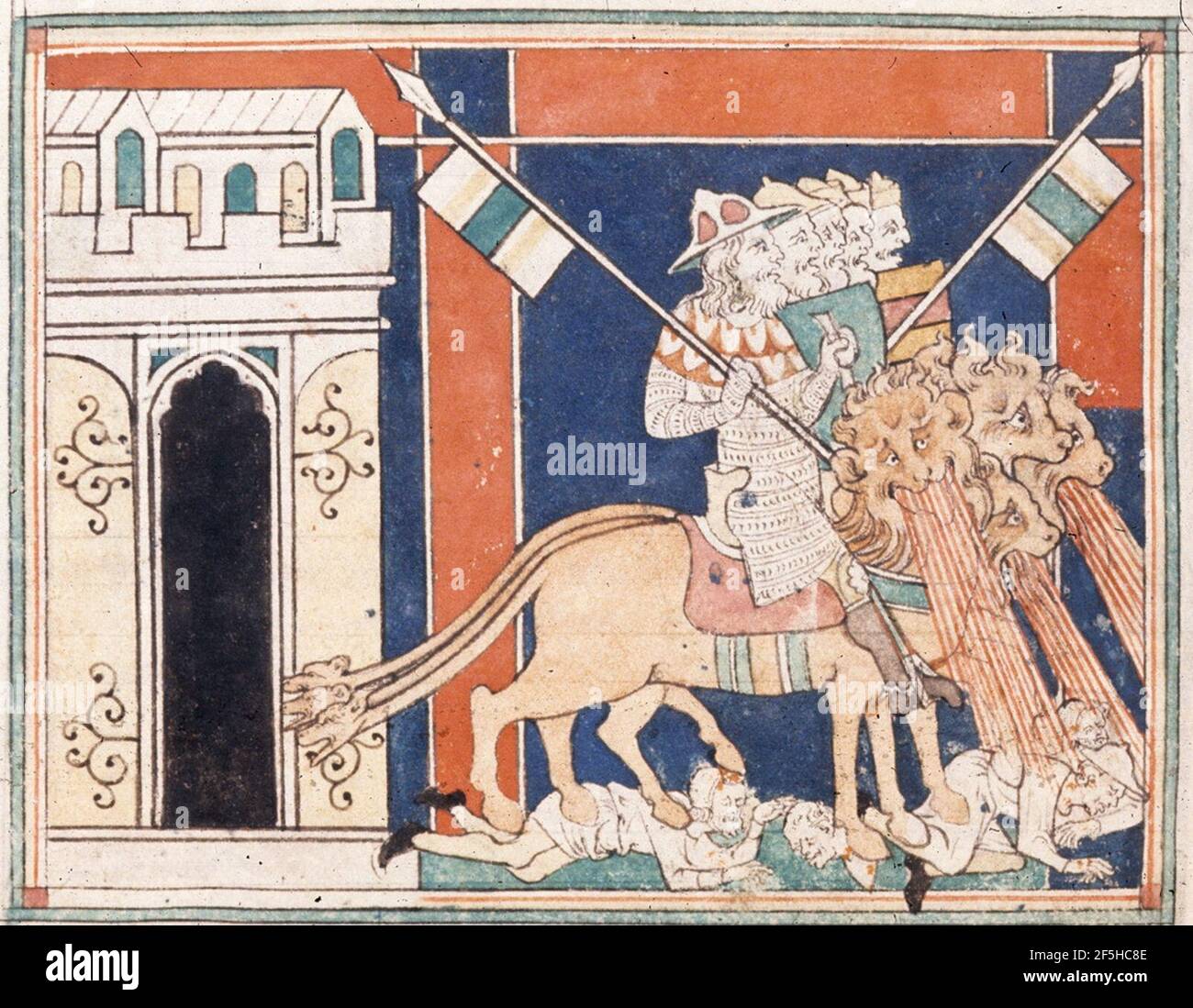 Queen Mary Apocalypse - BL Royal MS 19 B XV f. 16v Fire-breathing ...