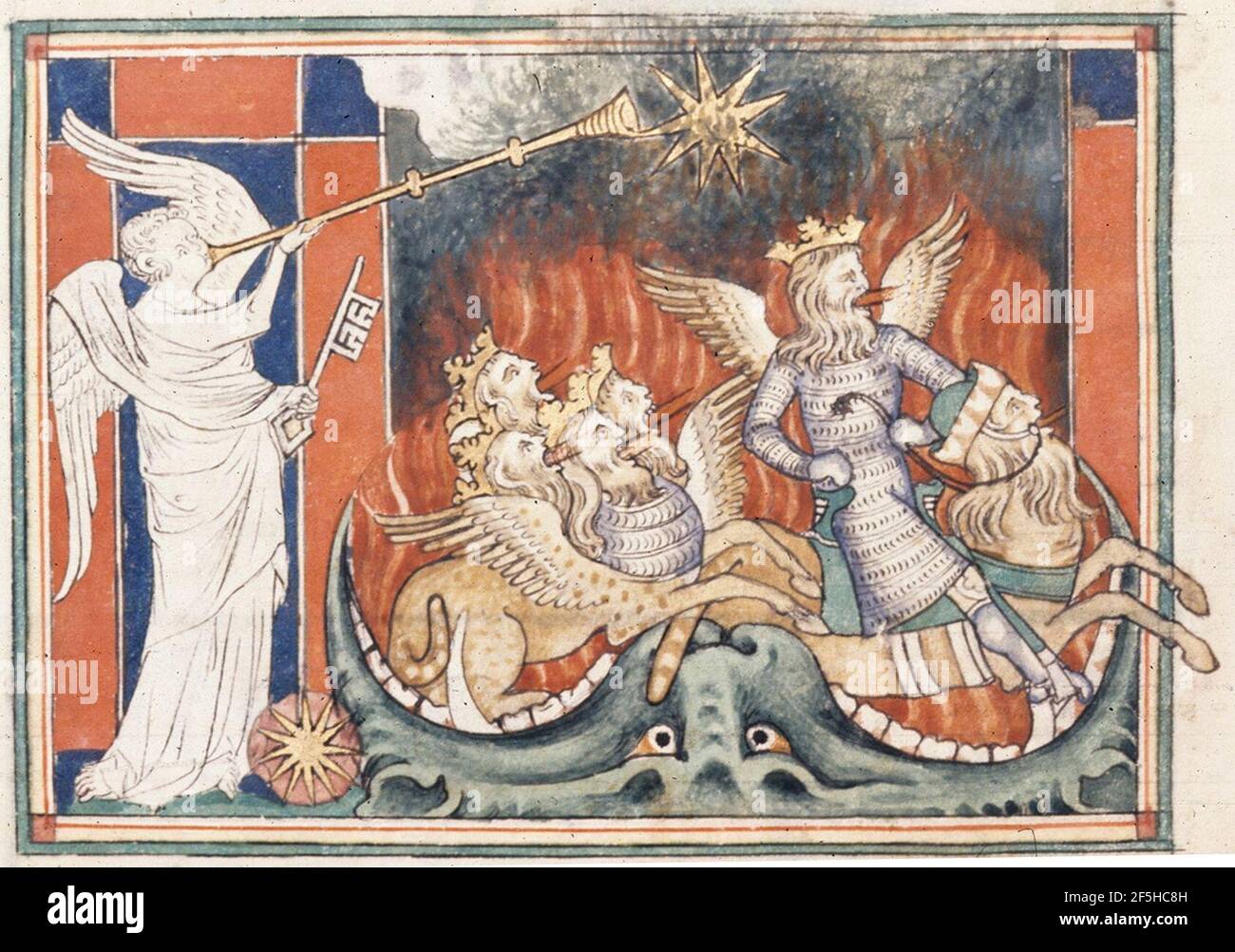Queen Mary Apocalypse - BL Royal MS 19 B XV f. 15v Locusts Stock Photo ...