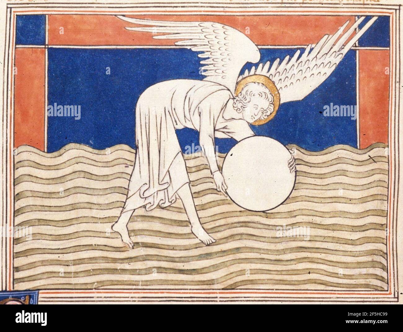 Queen Mary Apocalypse - BL Royal MS 19 B XV f. 35v Angel with millstone ...