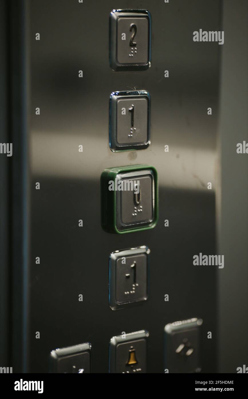 Closeup of elevator buttons with floor number Stock Photo - Alamy