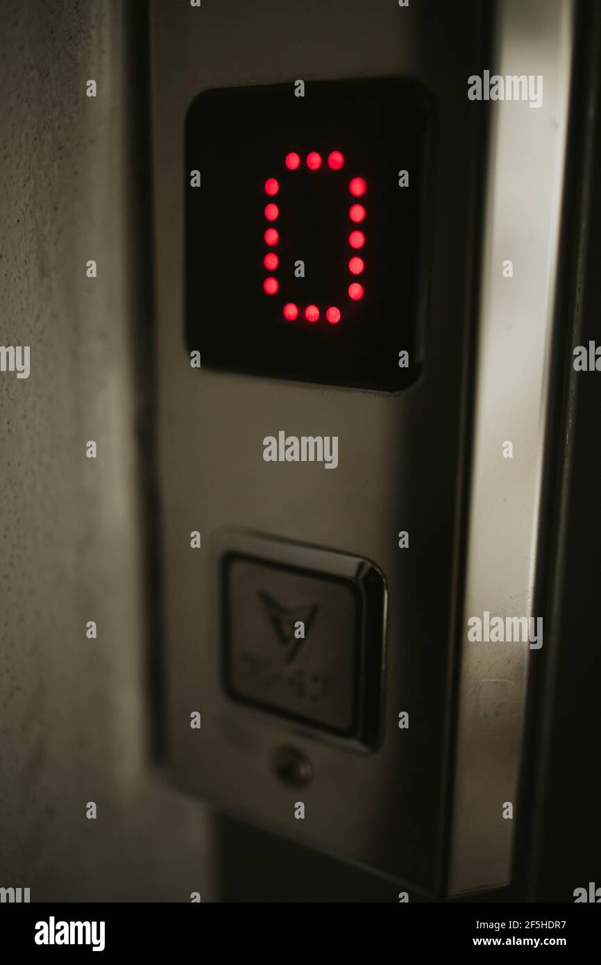 LCD elevator display showing 0 number, automatic system Stock Photo - Alamy