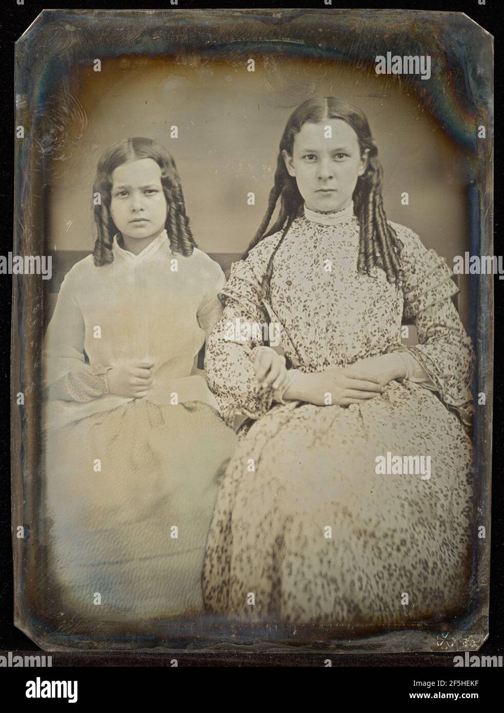 Portrait of Two Young Girls with Ringlets. Jacob Byerly (American, 1807 ...