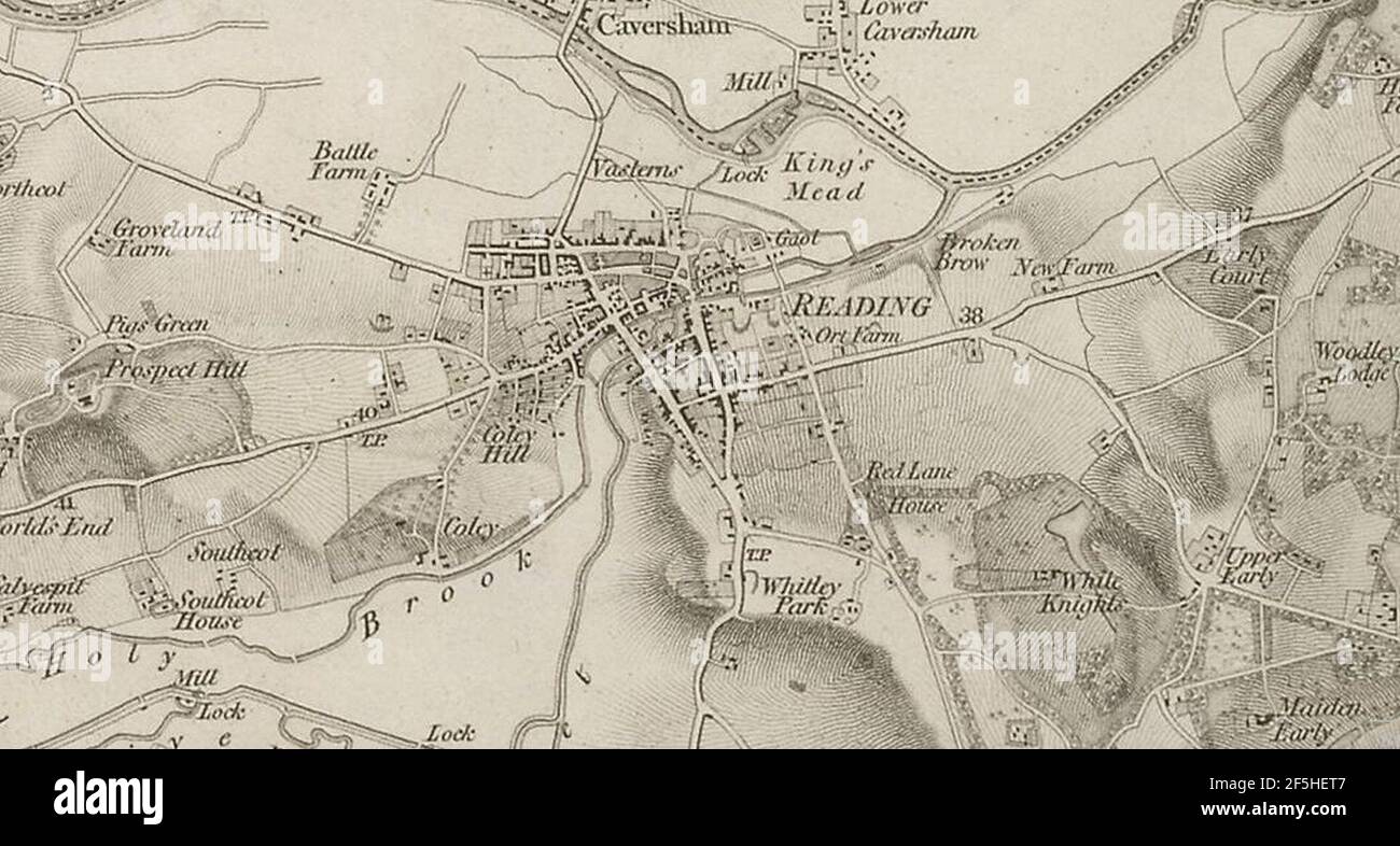 Reading OS map 1830 Stock Photo - Alamy