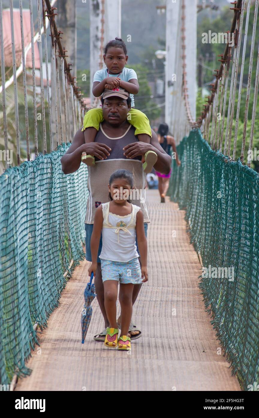 Darien Province, Panama. 07-18-2019. An afro-descendent family crossing ...