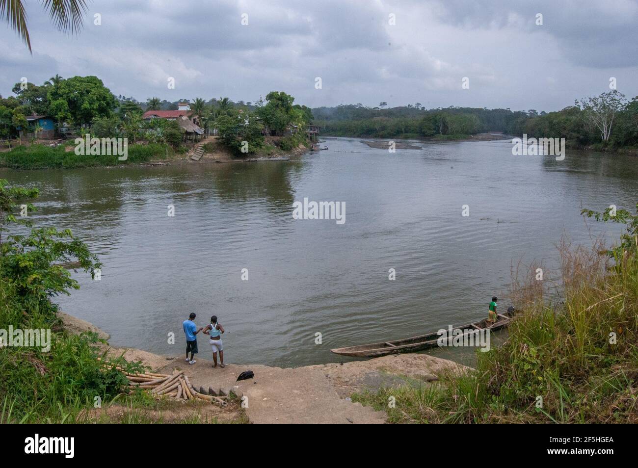 Darien Province, Panama. 07-18-2019. Panoramic view of the Yaviza river ...