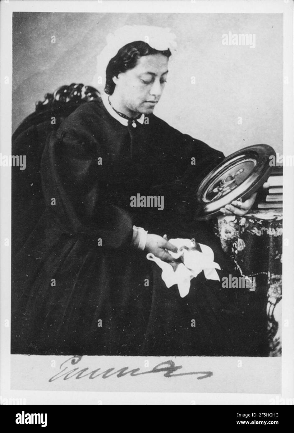 Queen Emma of Hawaii in mourning, photograph by H. L. Chase Stock Photo ...