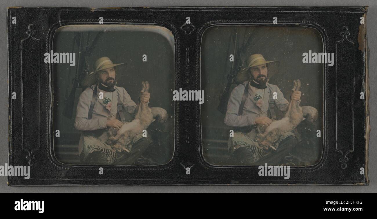 Self-portrait as hunter holding a hare. Warren T. Thompson (American ...