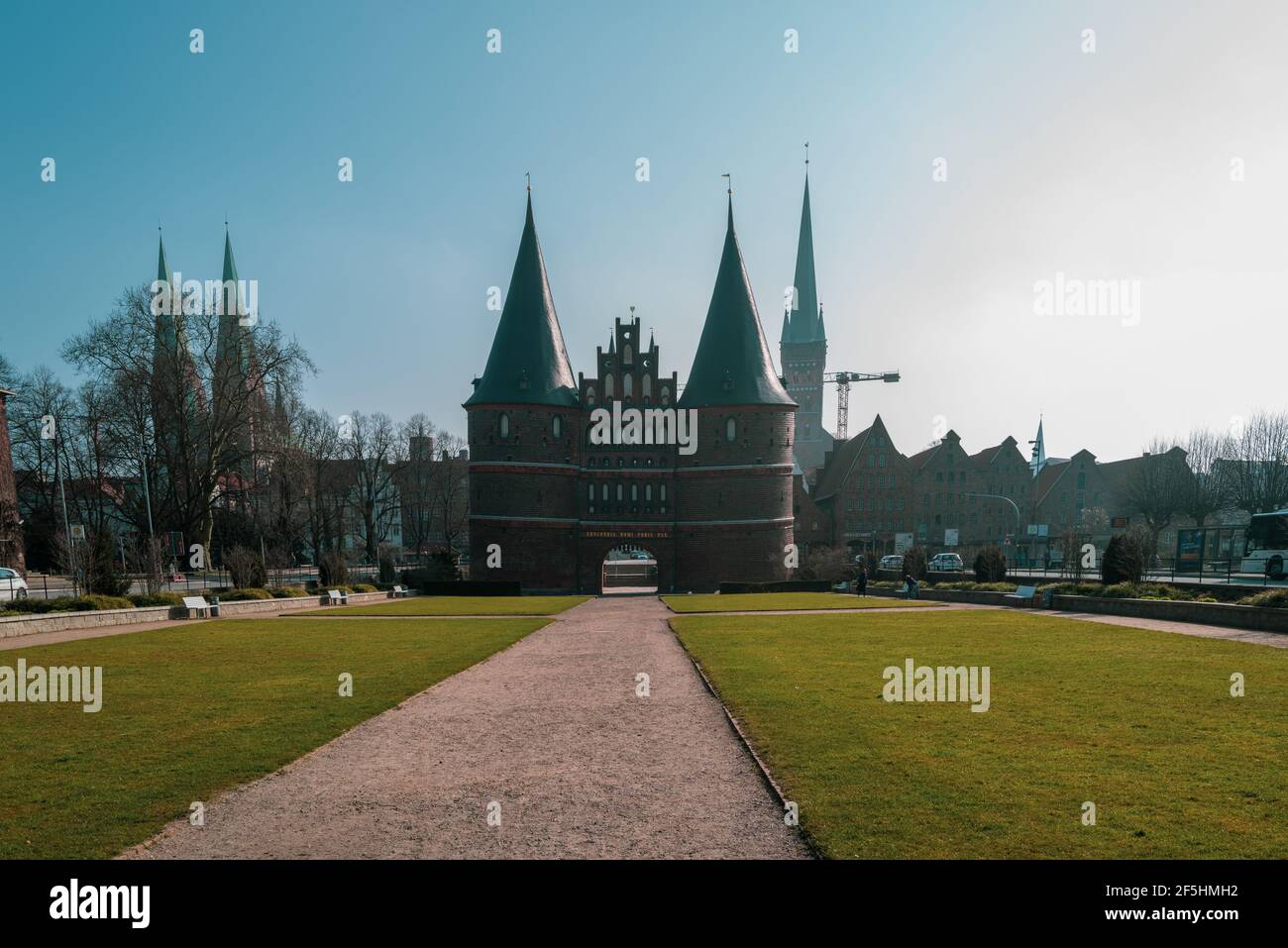 the Holsten Gate as a landmark of the Hanseatic City of Luebeck Stock ...