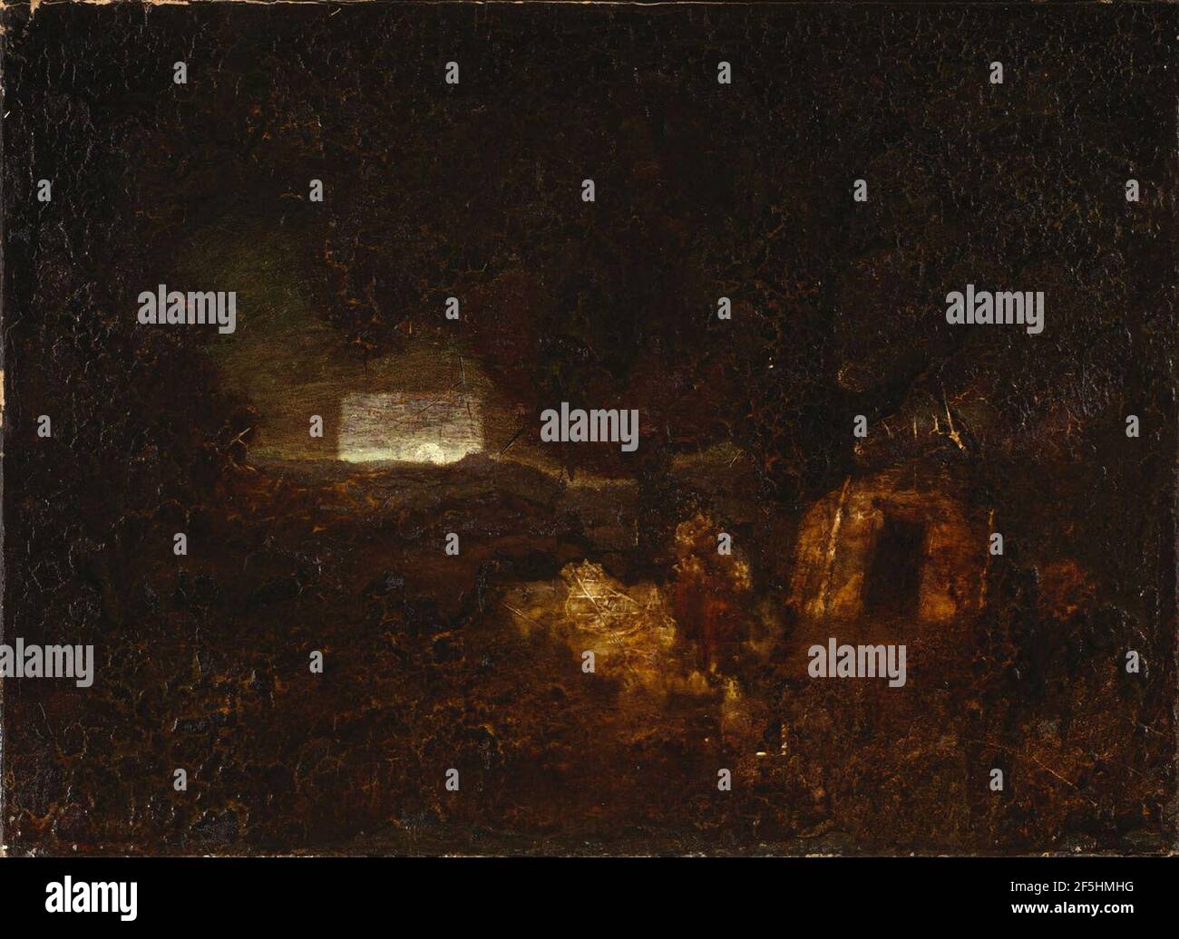 Ralph Albert Blakelock - The Canoe Builders Stock Photo - Alamy