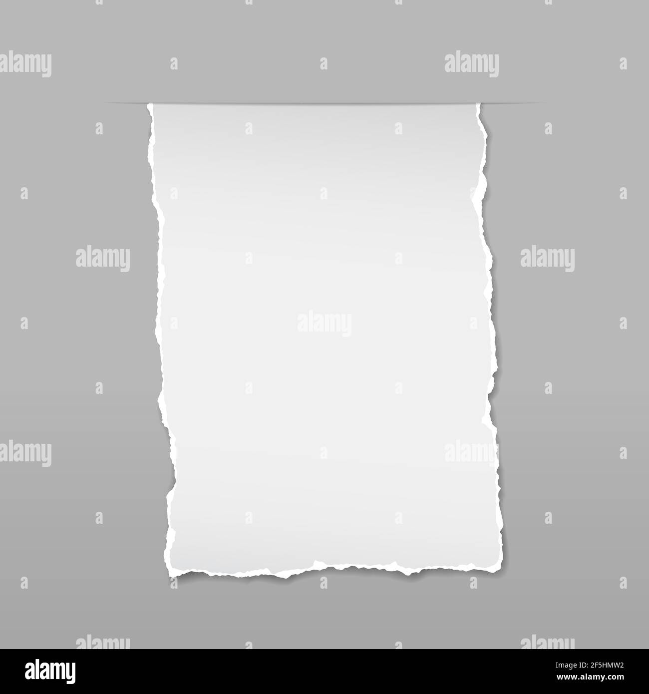 Piece of torn white note, notebook paper is on grey background. Vector ... Piece of torn white note, notebook paper is on grey background. Vector ...