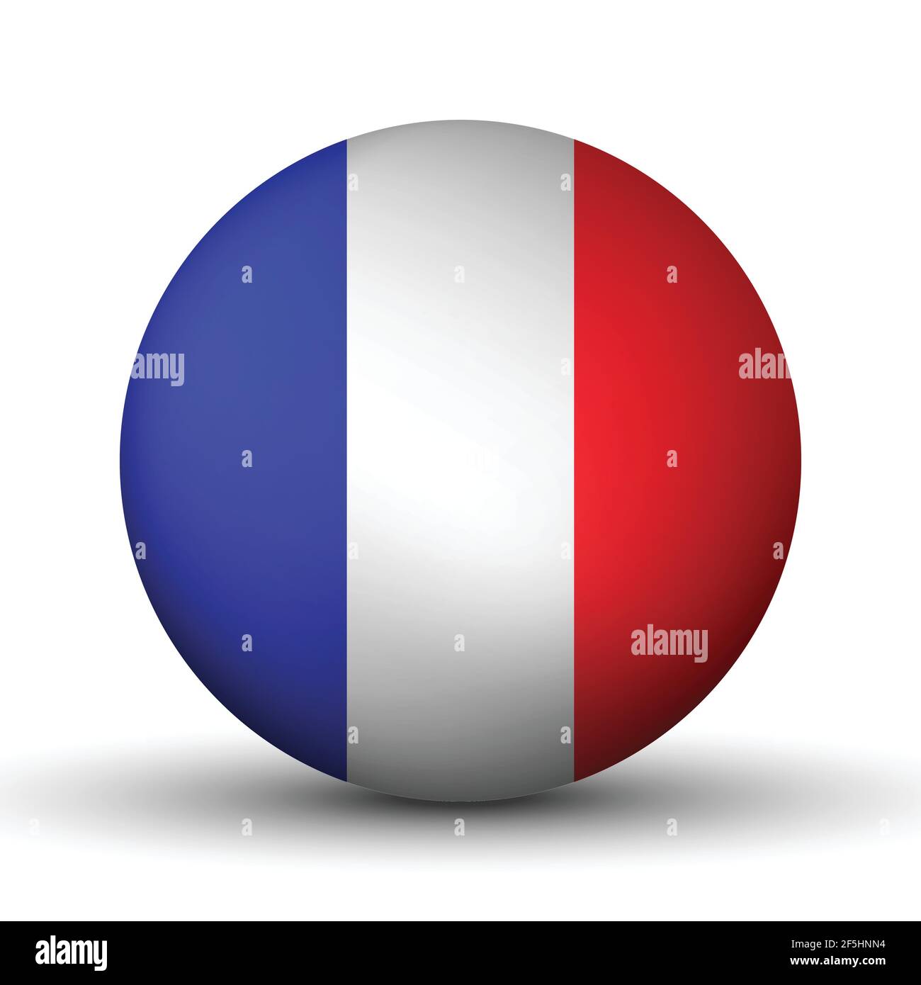Glass light ball with flag of France. Round sphere, template icon ...