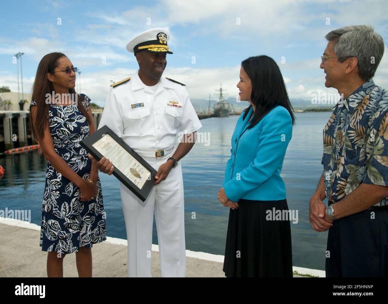 Rear Adm. Ponds receives certificate 130624 Stock Photo - Alamy