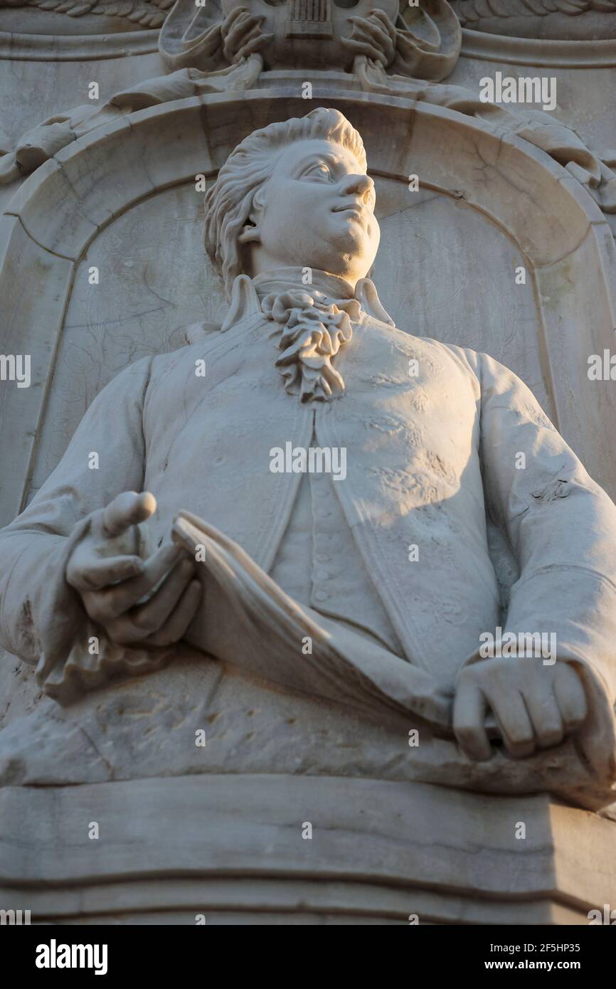 Memorial of musical genius, composer Wolfgang Amadeus Mozart, in a ...
