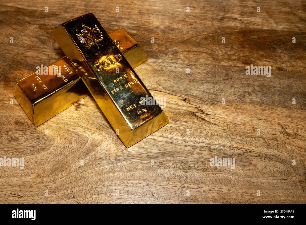Gold Bar On Wood Table