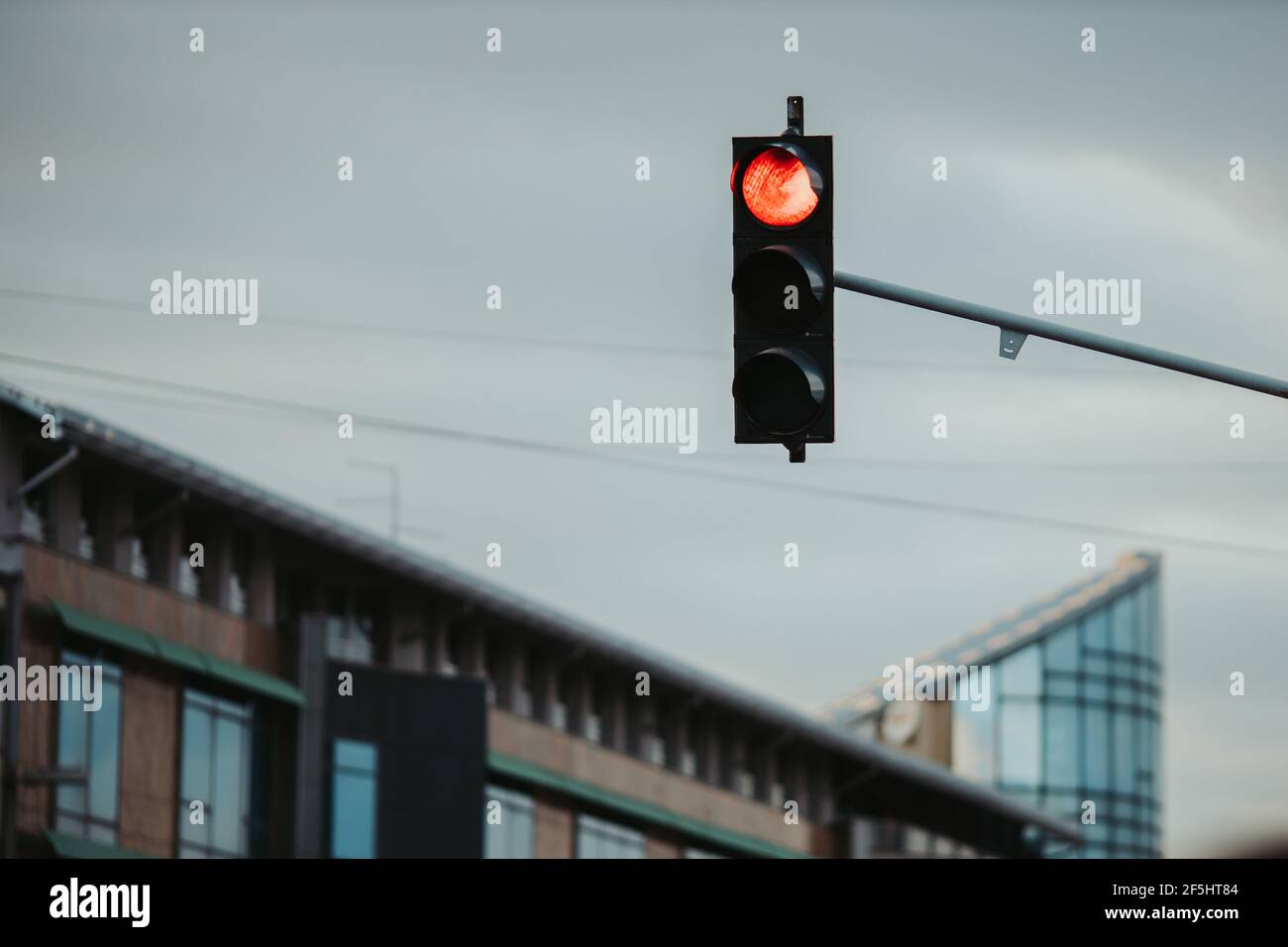 Traffic light with a burning red signal for cars Stock Photo - Alamy