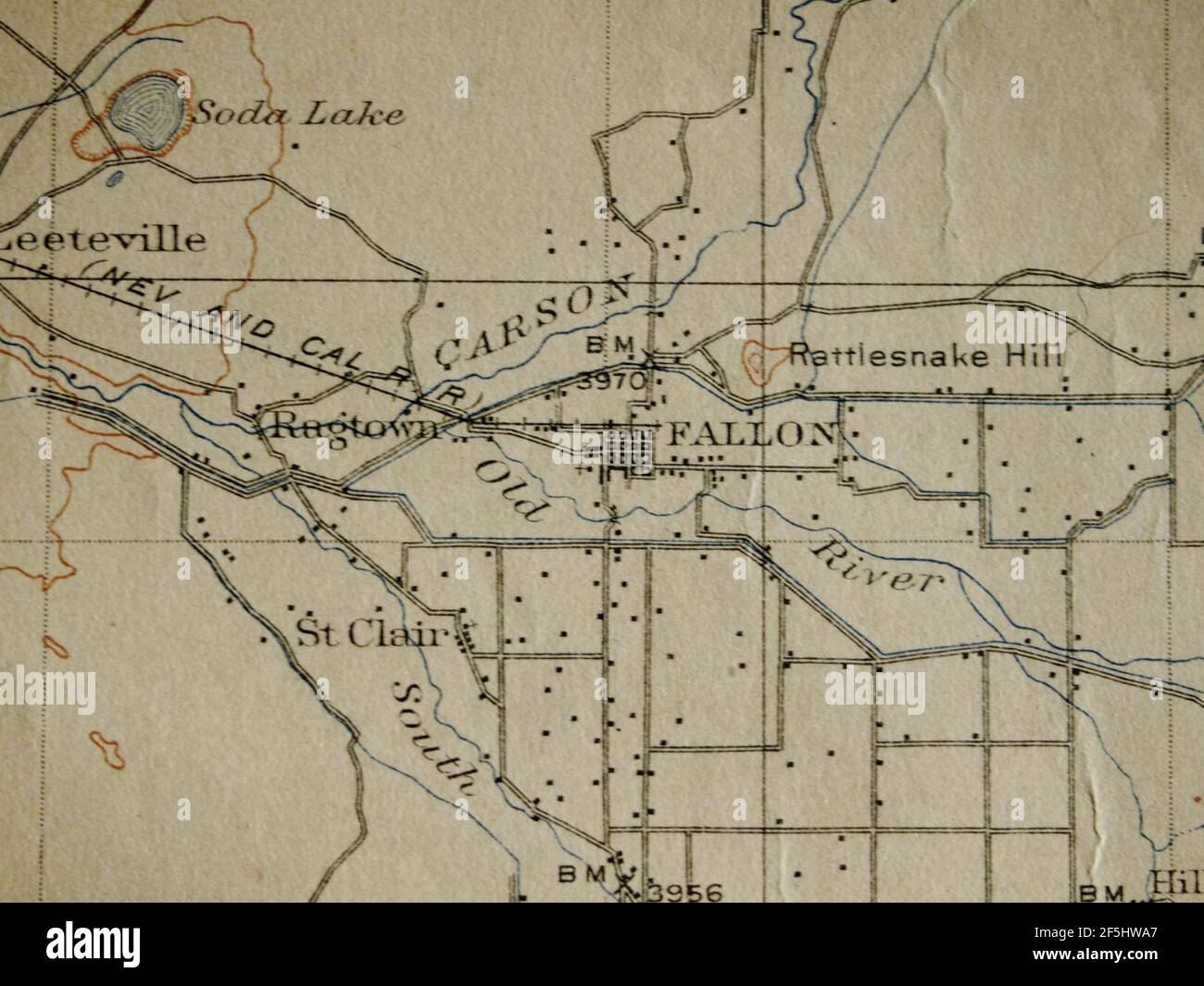 Ragtown and Fallon Nevada Map of 1910 Stock Photo - Alamy