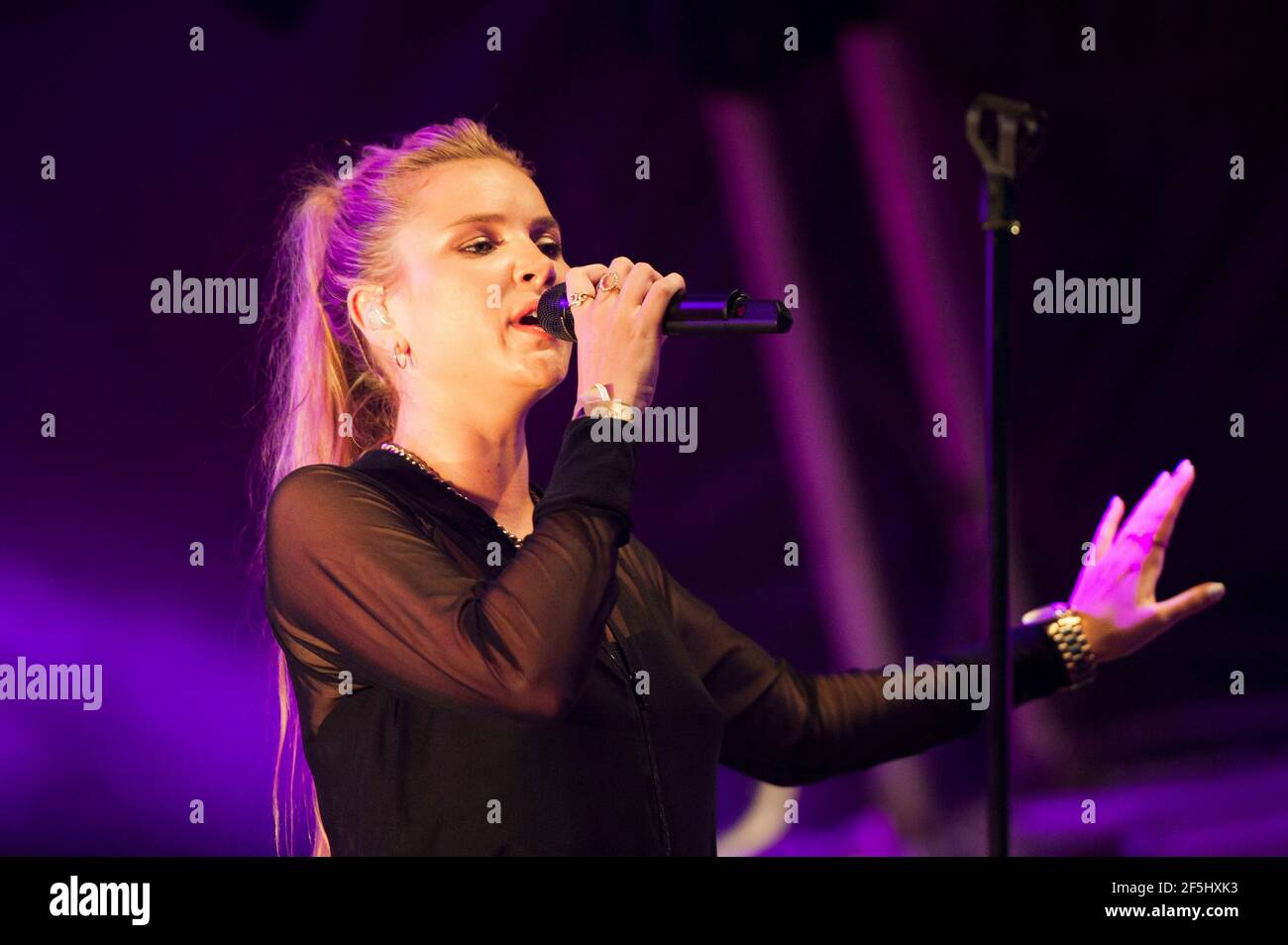 Florence Rawlings plays live on stage with Clean Bandit as part of the ...