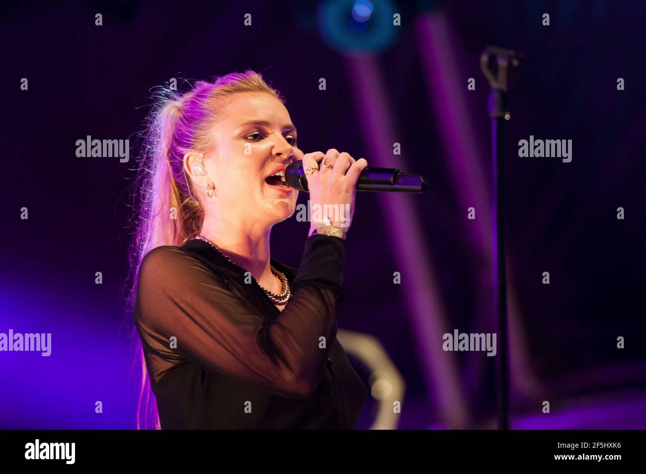 Florence Rawlings plays live on stage with Clean Bandit as part of the ...