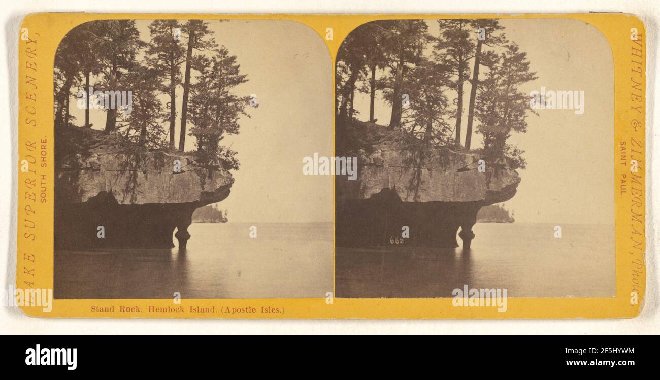 Stand Rock, Hemlock Island. (Apostle Isles.). Whitney & Zimmerman Stock ...